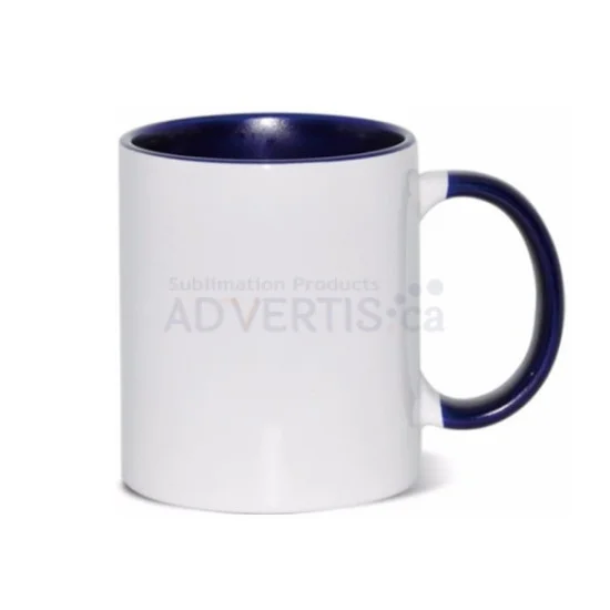 11oz. Sublimation Dark Blue Inner and Handle Ceramic Coffee Mug