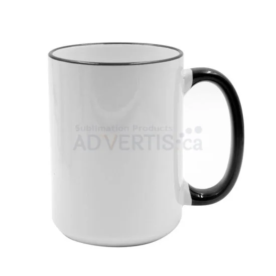 15oz. Sublimation Black Rim and Handle Ceramic Coffee Mug with ...