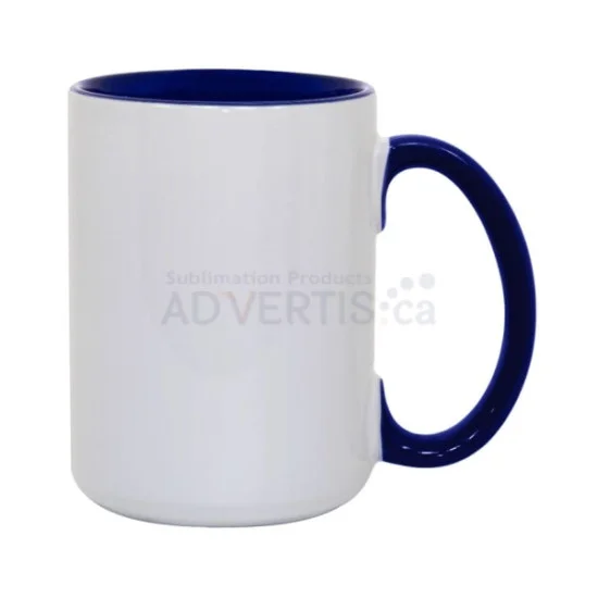 15oz. Sublimation Inner and Handle Dark Blue Ceramic Coffee Mug