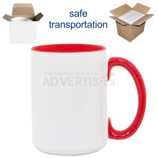 15oz. Sublimation Inner and Handle Red Ceramic Coffee Mug