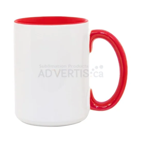 15oz. Sublimation Inner and Handle Red Ceramic Coffee Mug
